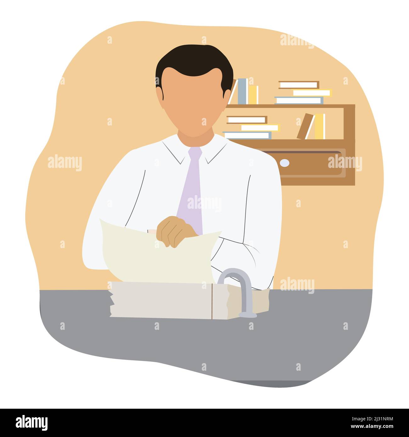 Asian business people reading book in office character vector design ...