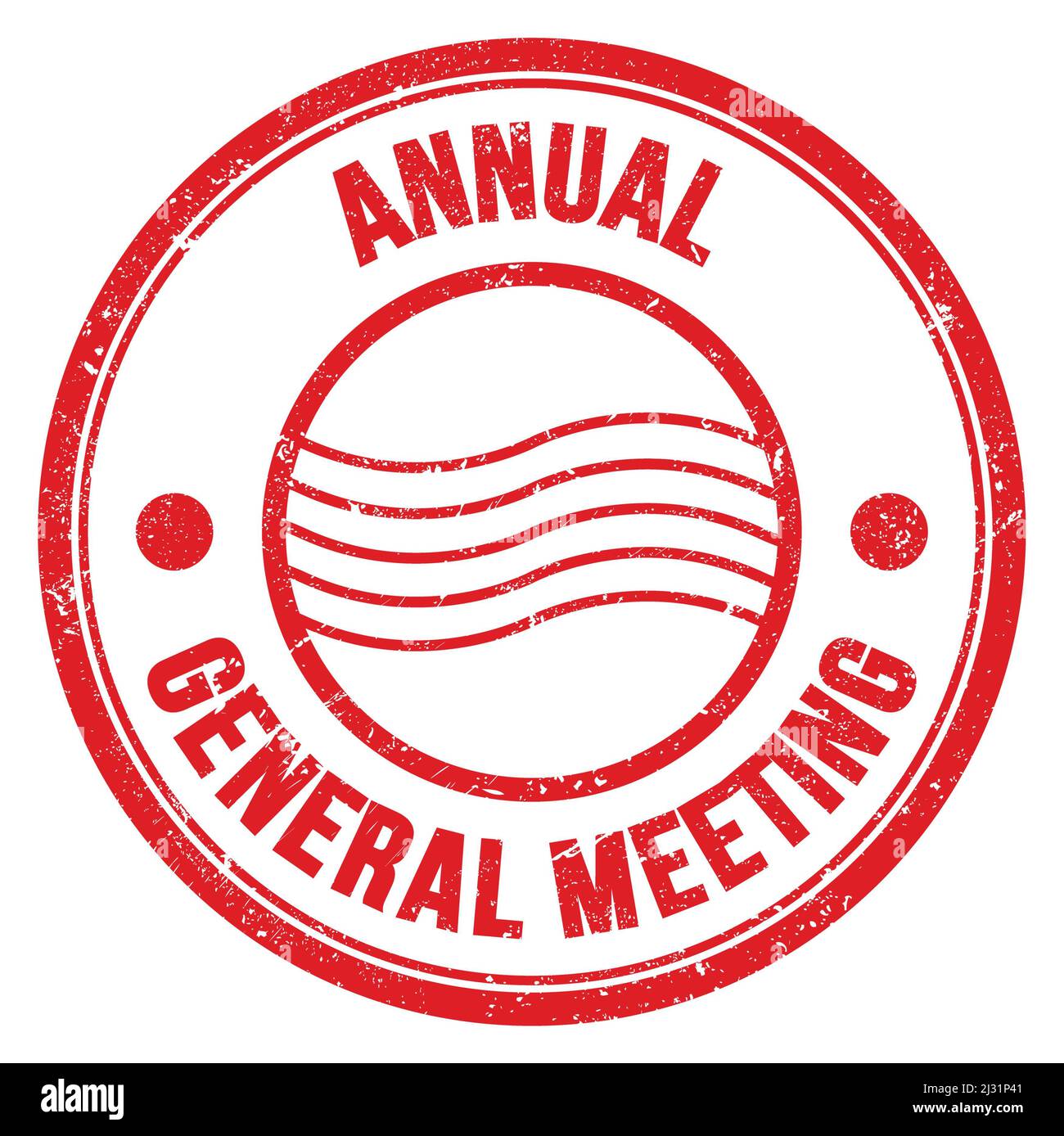 ANNUAL GENERAL MEETING text written on red round postal stamp sign ...