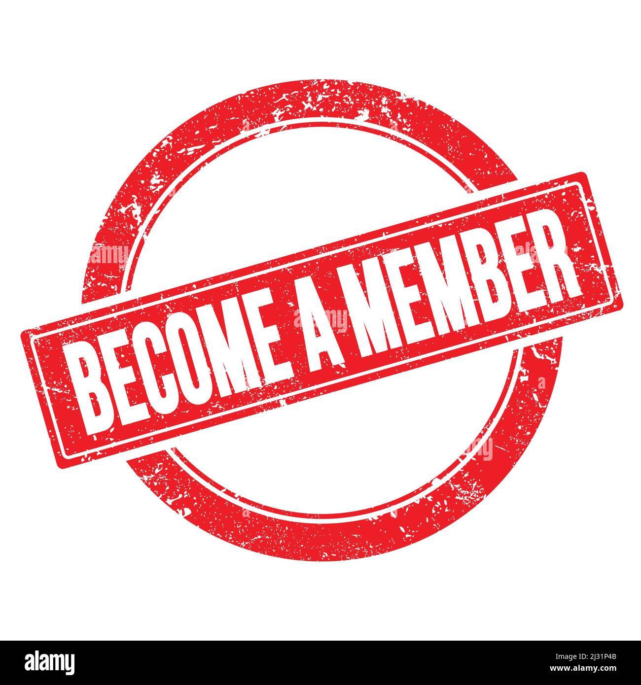 BECOME A MEMBER text on red grungy round vintage stamp Stock Photo - Alamy