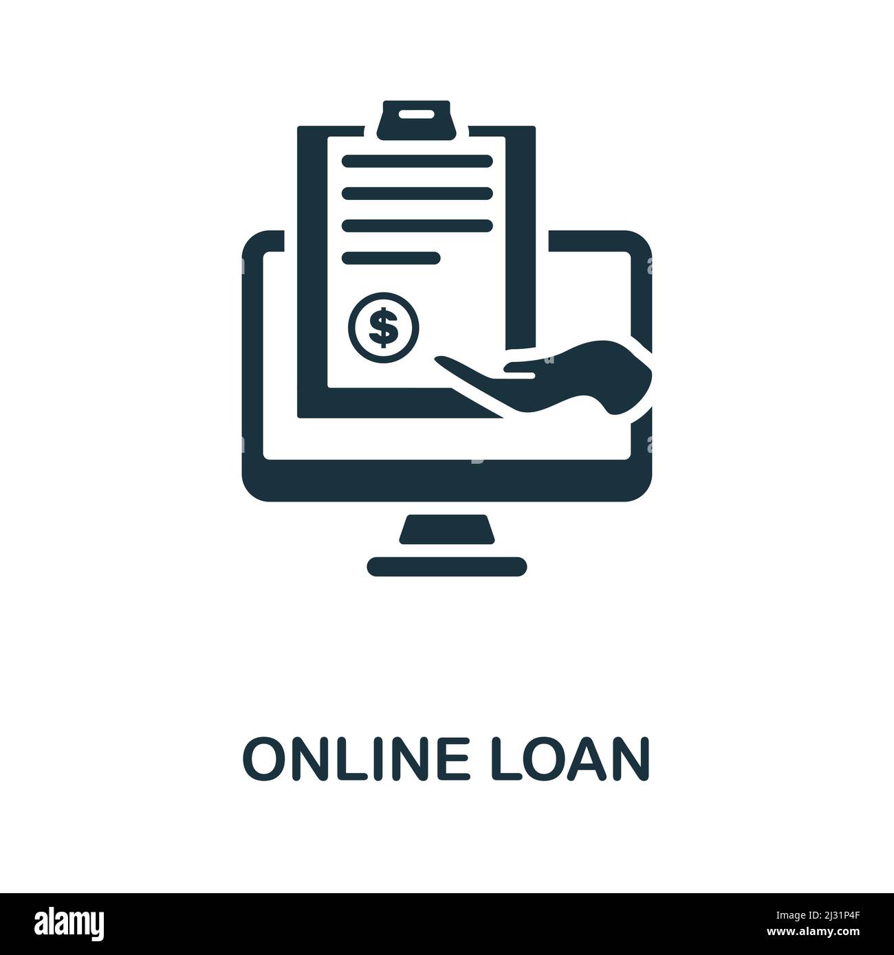 Online Loan icon. Monochrome simple Online Loan icon for templates, web ...