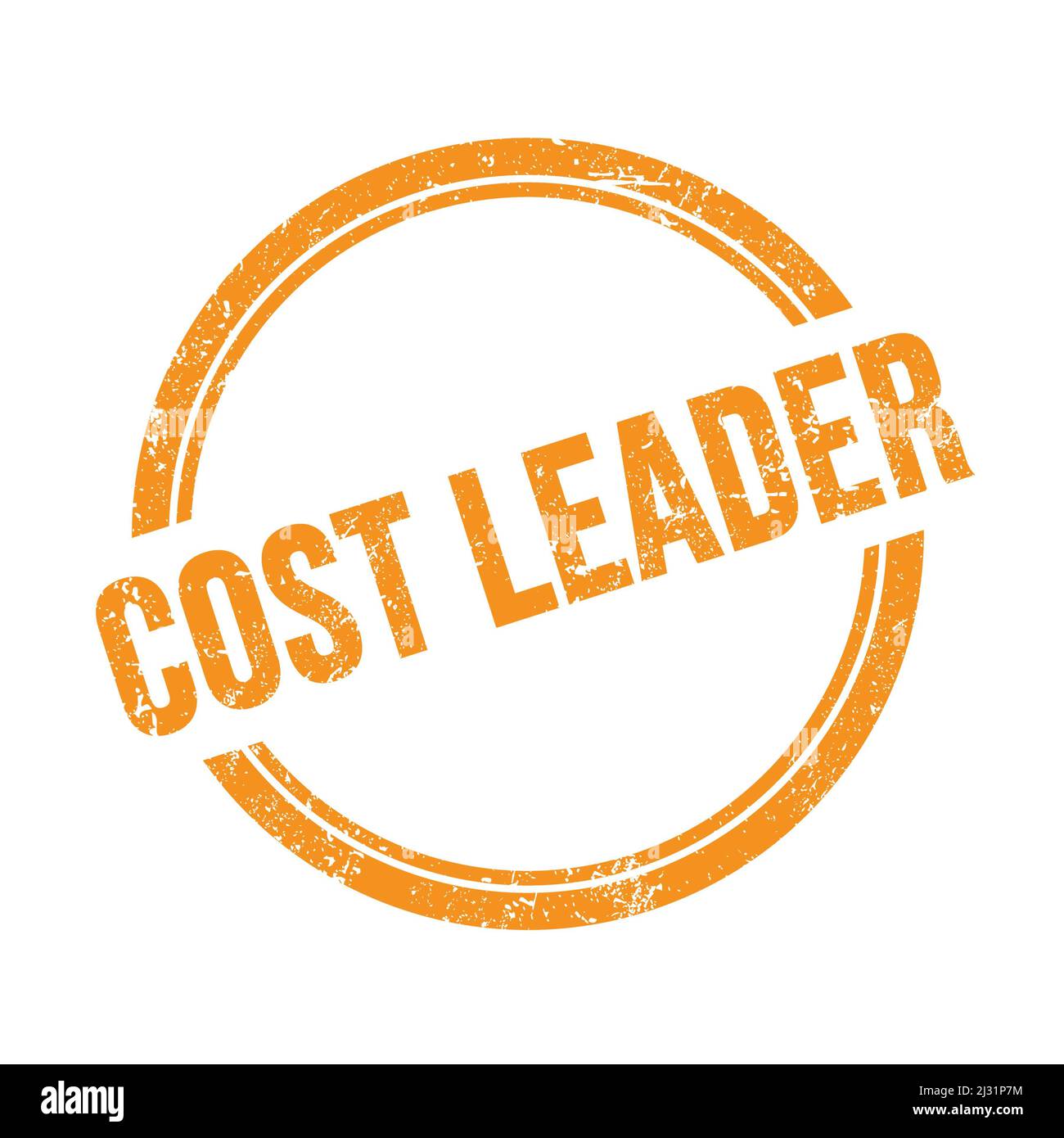COST LEADER text written on orange grungy vintage round stamp Stock ...