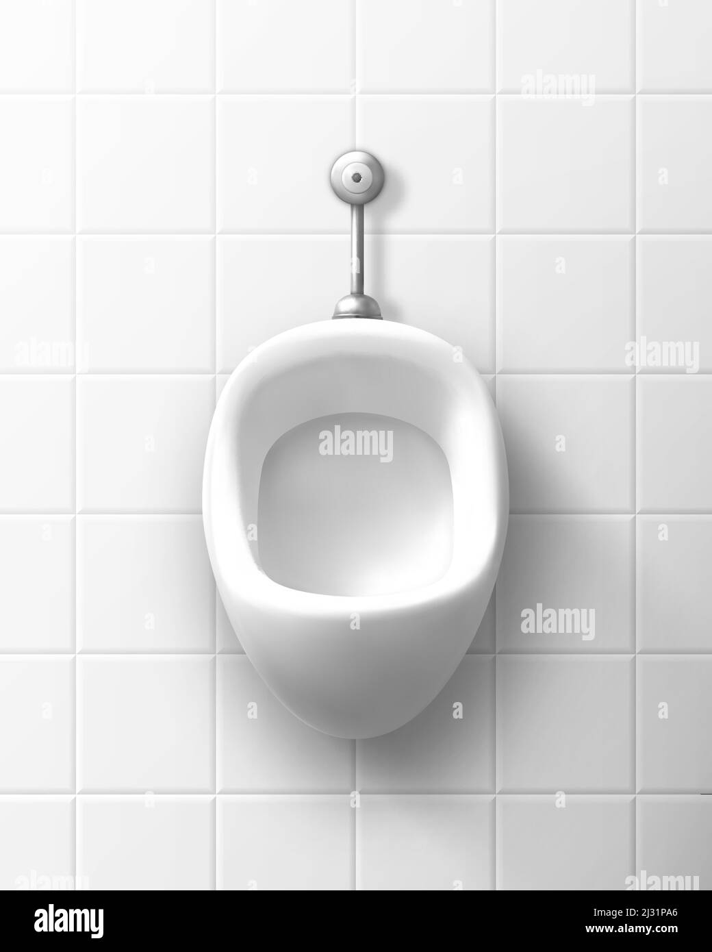Ceramic urinal in male toilet. Vector realistic empty interior of ...