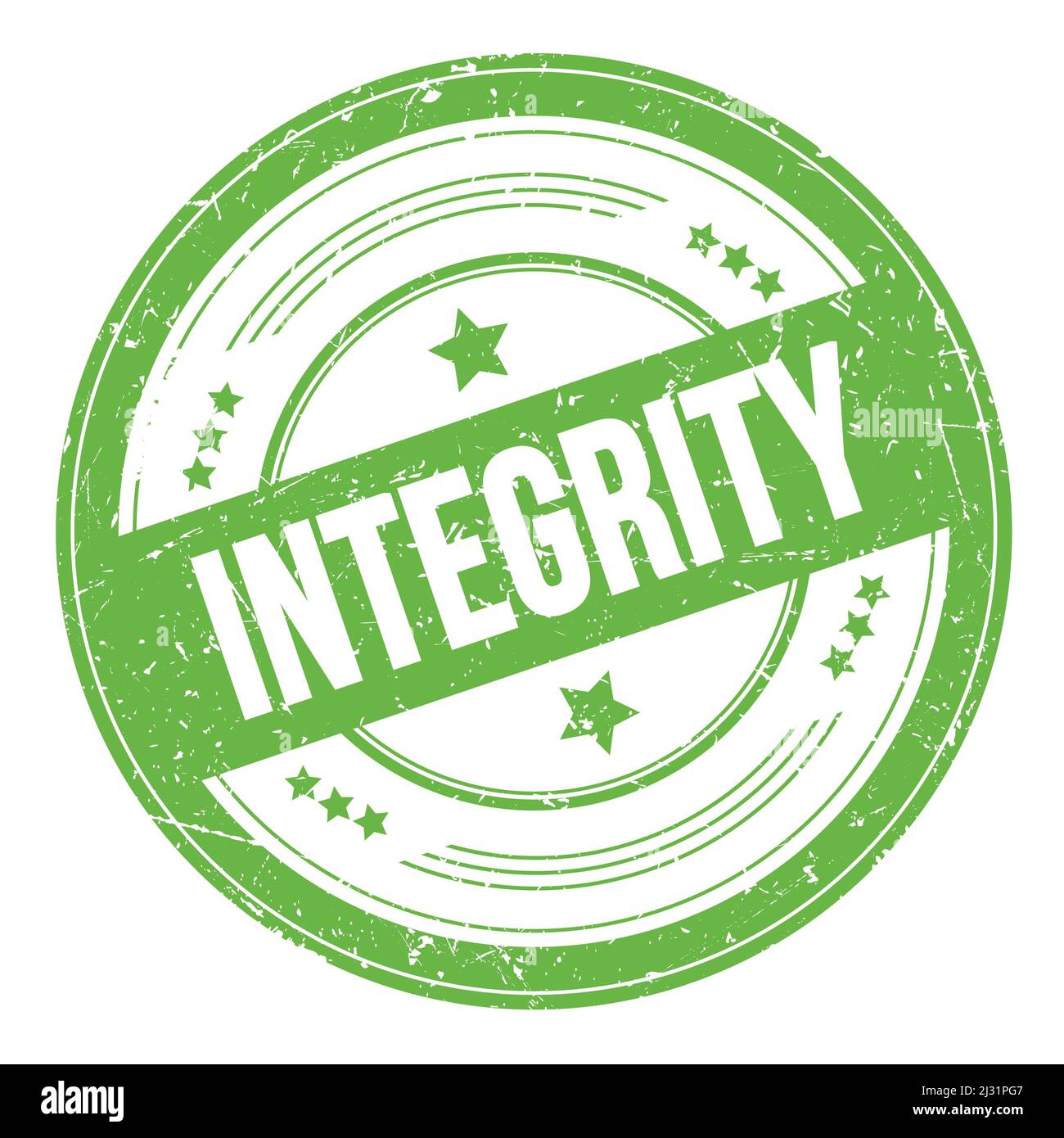 INTEGRITY text on green round grungy texture stamp Stock Photo - Alamy