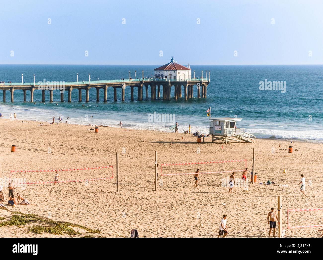 Redondo Beach, USA - July 30, 2008: people enjoy volley ball playing at ...
