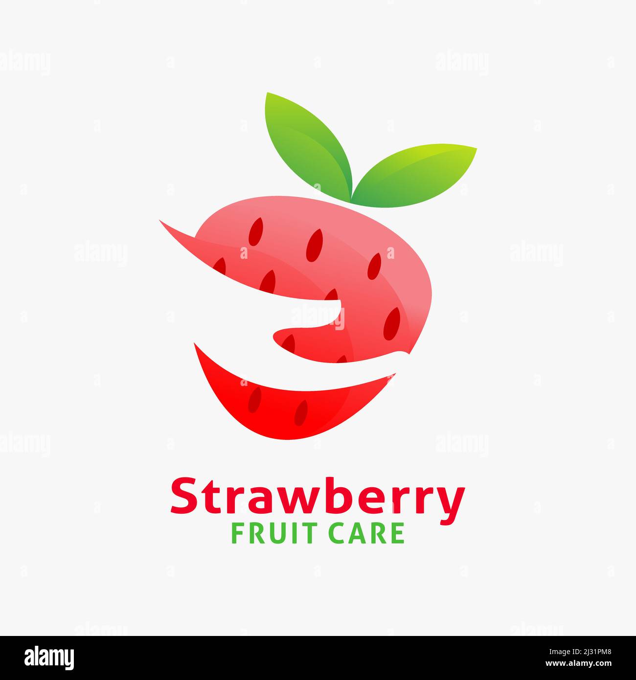 Strawberry fruit logo design with negative hand shape sliced Stock ...
