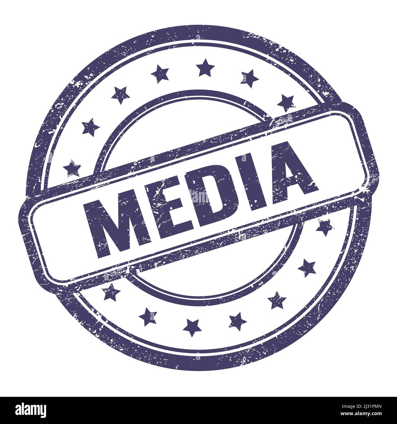 MEDIA text on indigo blue grungy vintage round rubber stamp Stock Photo ...