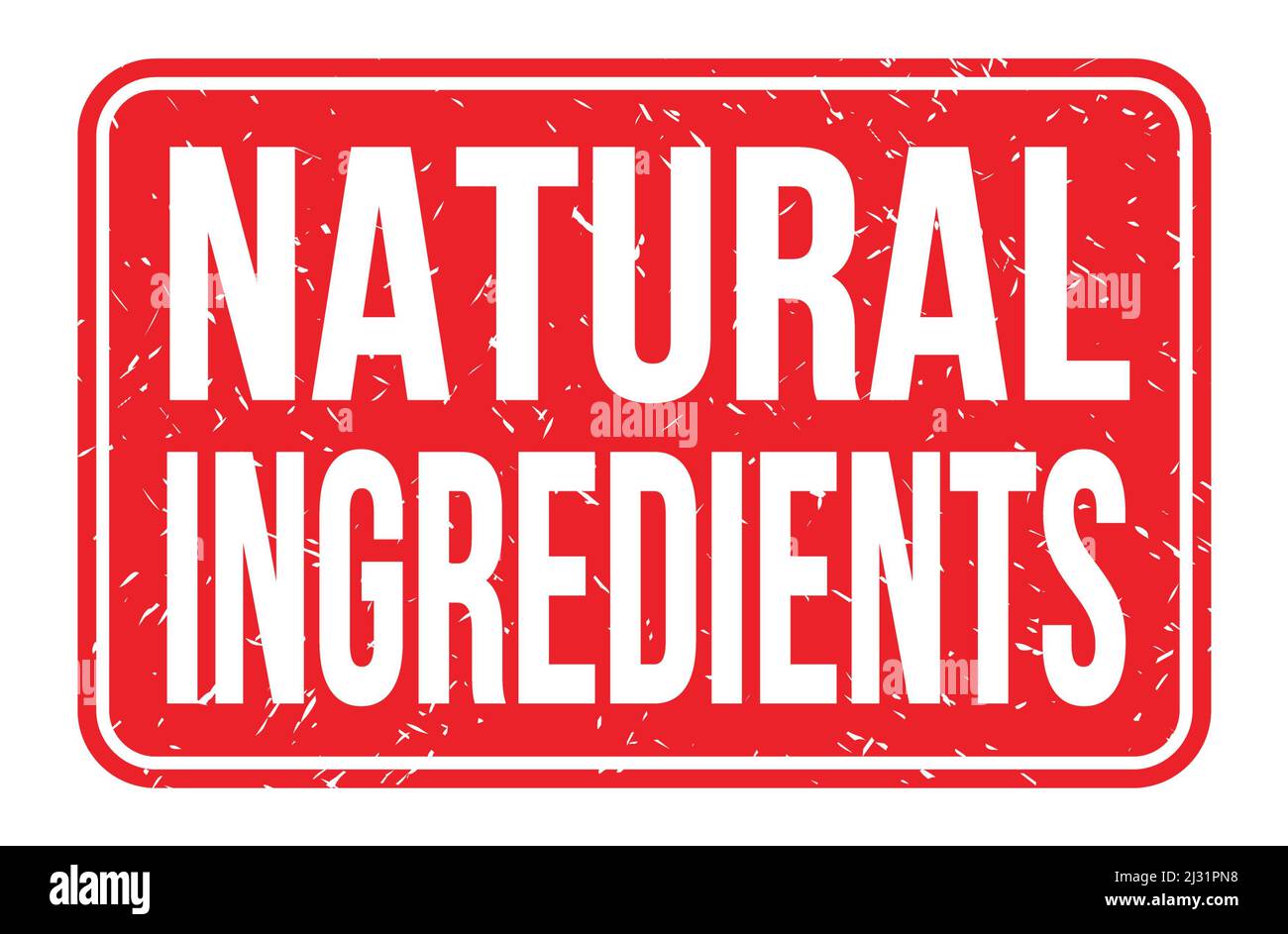 NATURAL INGREDIENTS, words written on red rectangle stamp sign Stock ...
