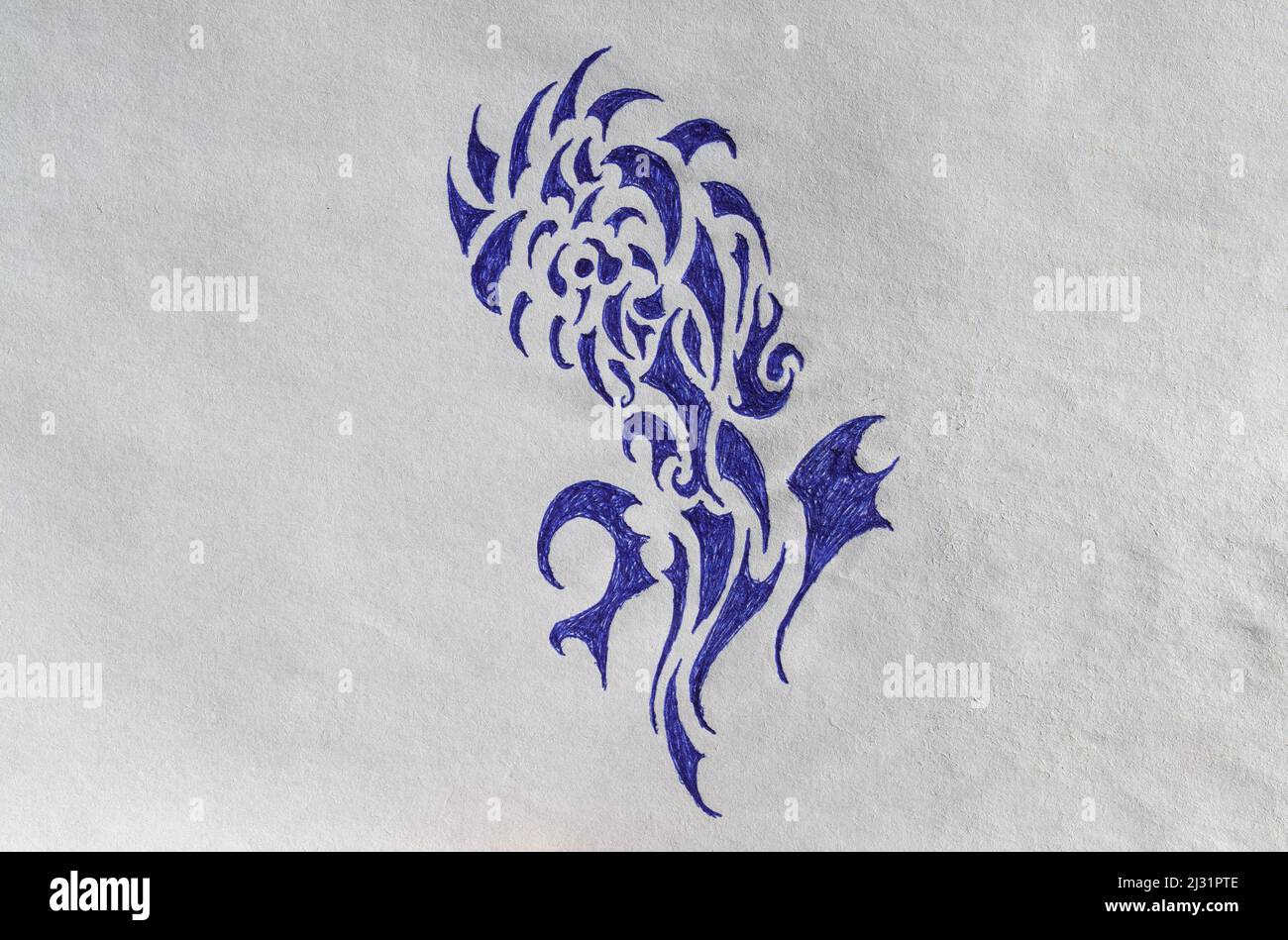 Abstract flower drawn by pen on paper Stock Photo - Alamy