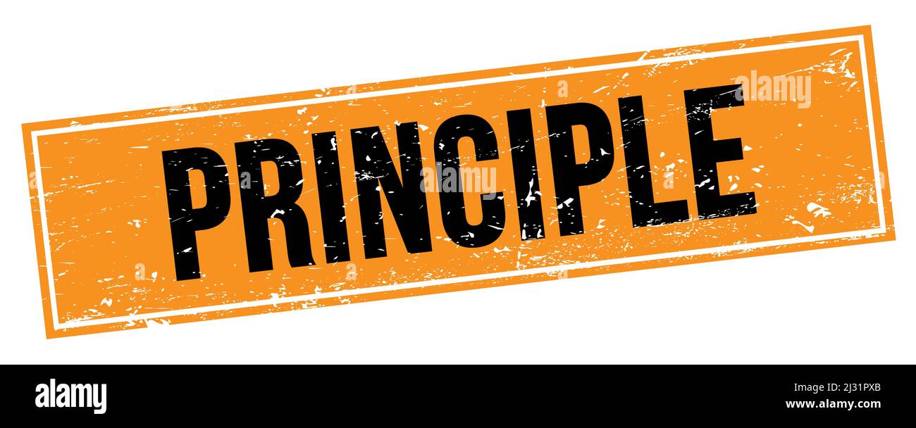 PRINCIPLE text on black orange grungy rectangle stamp sign Stock Photo ...