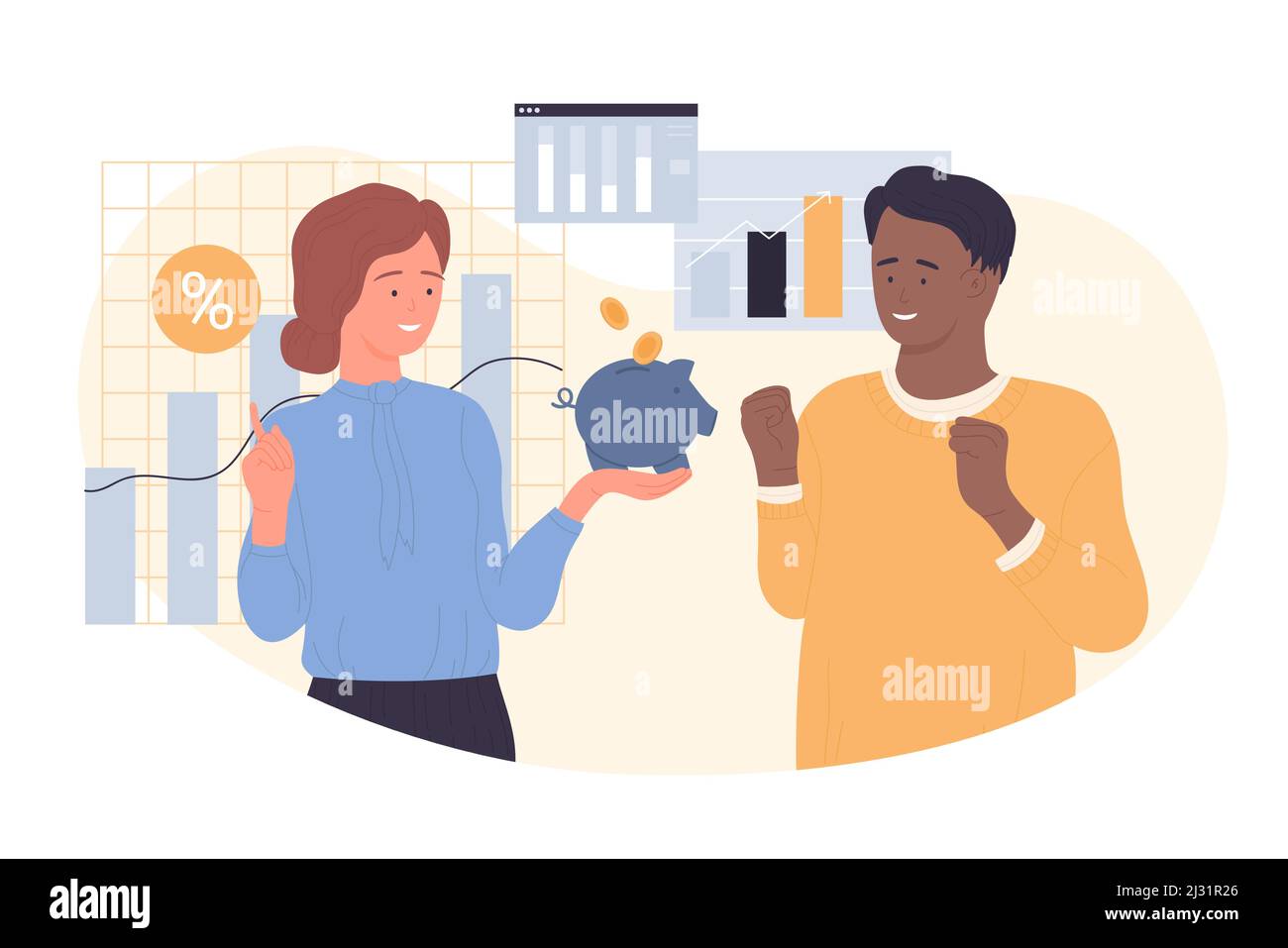 Saving money in piggy bank. Financial investment and managing personal ...