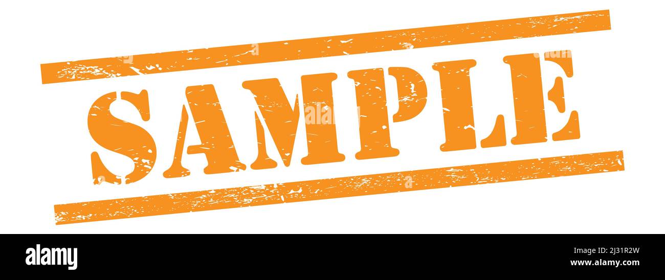 SAMPLE text on orange grungy vintage rubber stamp Stock Photo - Alamy