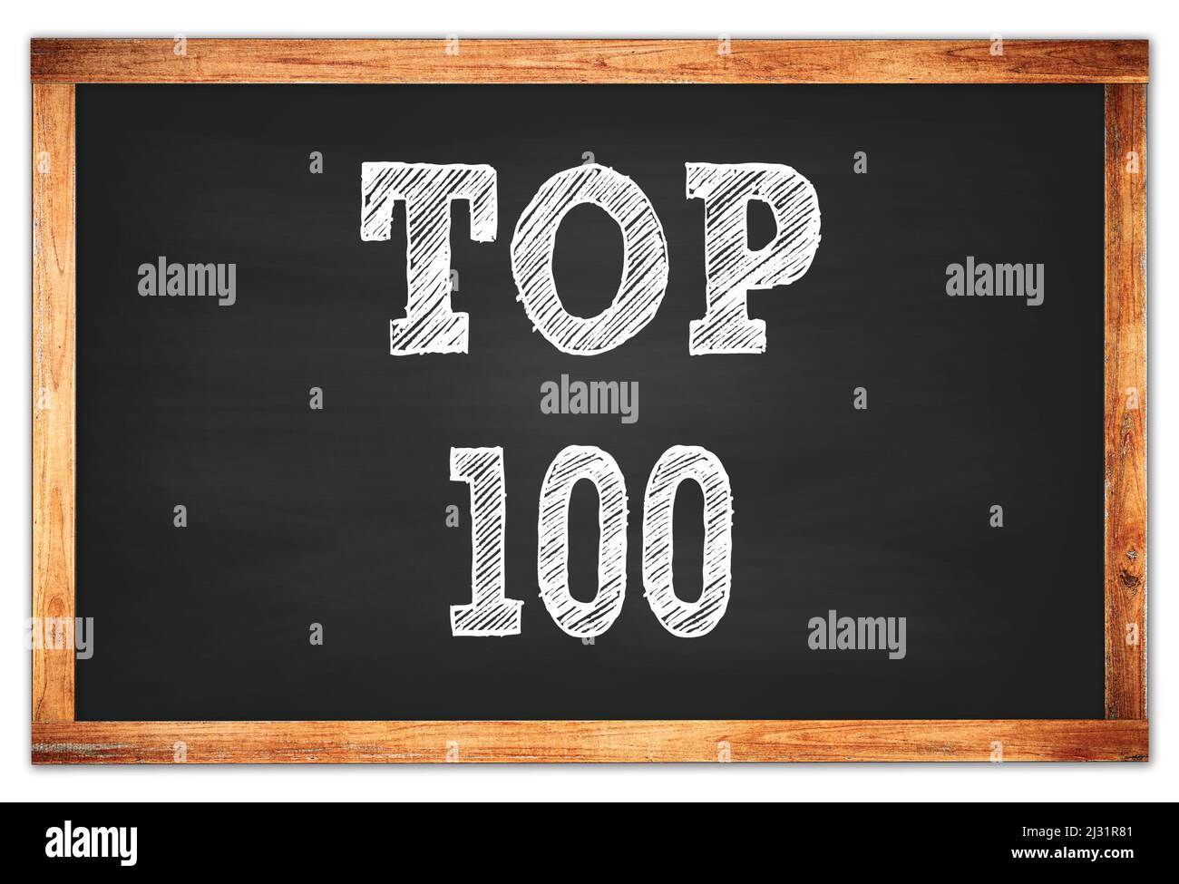 TOP 100 written on black wooden frame school blackboard Stock Photo - Alamy