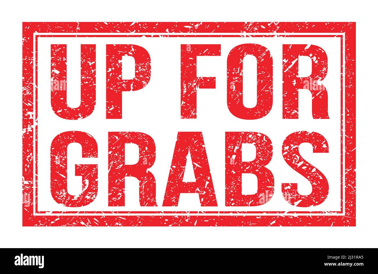 UP FOR GRABS, words written on red rectangle stamp sign Stock Photo - Alamy
