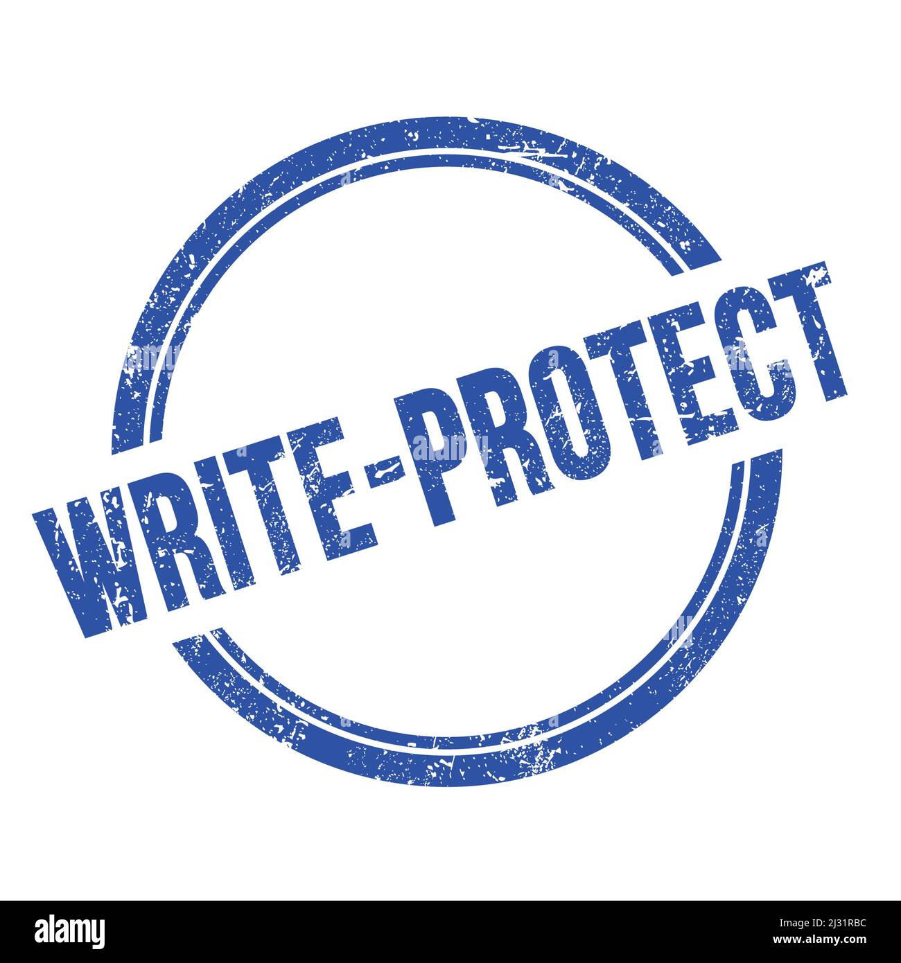 WRITE-PROTECT text written on blue grungy vintage round stamp Stock ...