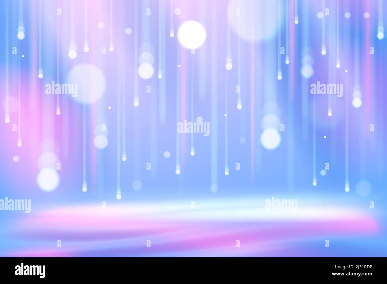 Blue and pink background with falling magic particles in waves, circles ...