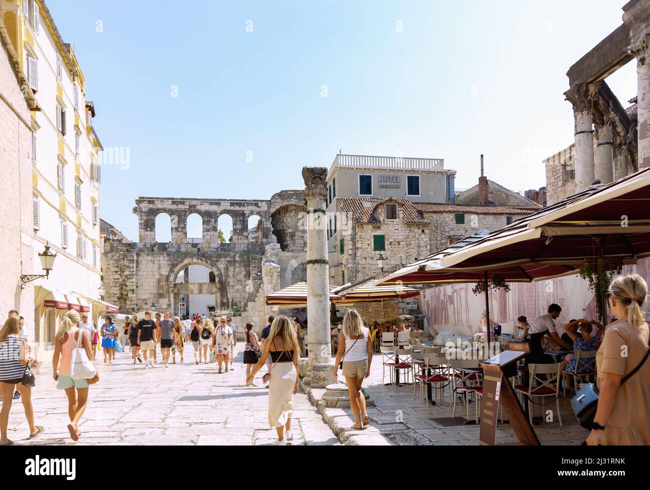 Split; Peristyle, Porta Argenta, Square at the Silver Gate Stock Photo ...
