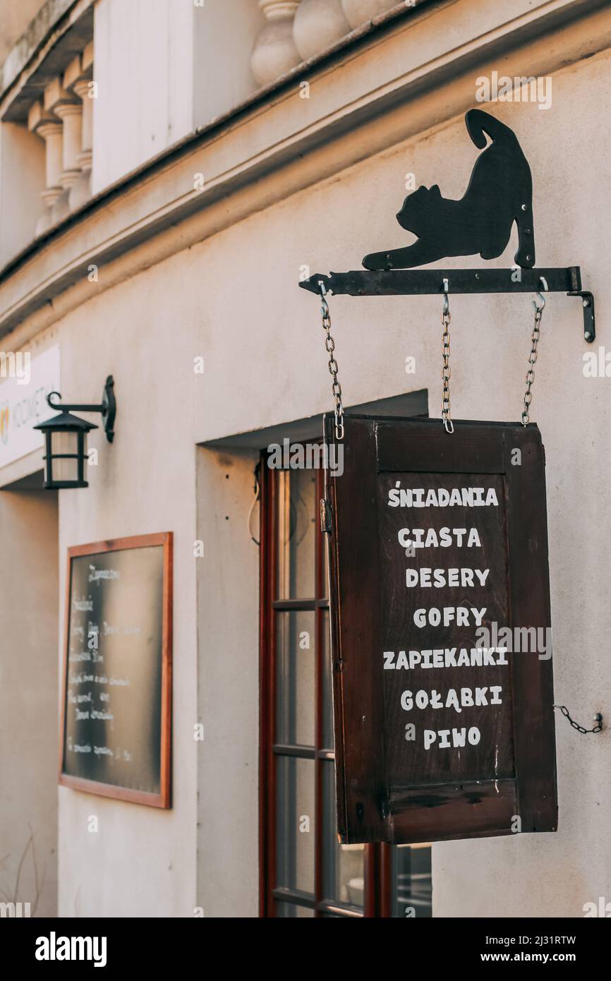 Street view, architectural building, status during Spring in Poznań ...