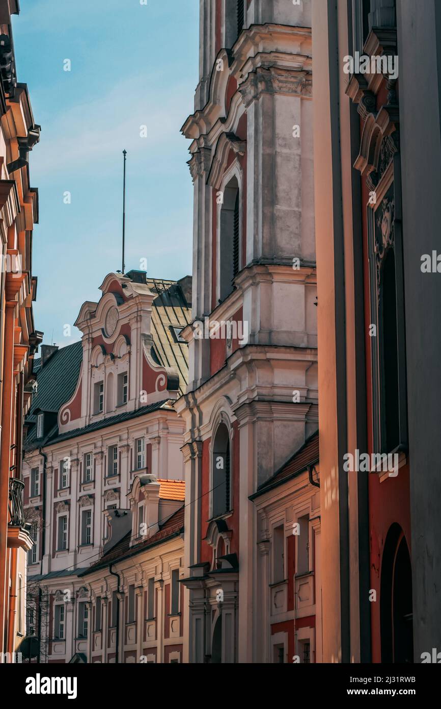 Street view, architectural building, status during Spring in Poznań ...