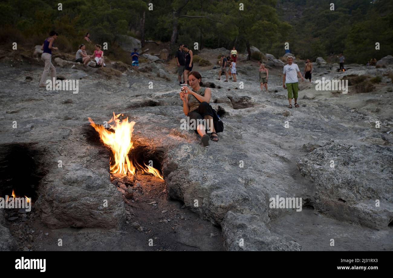 Chimaera flames, Mount Olympos, methane emissions which burning since ...
