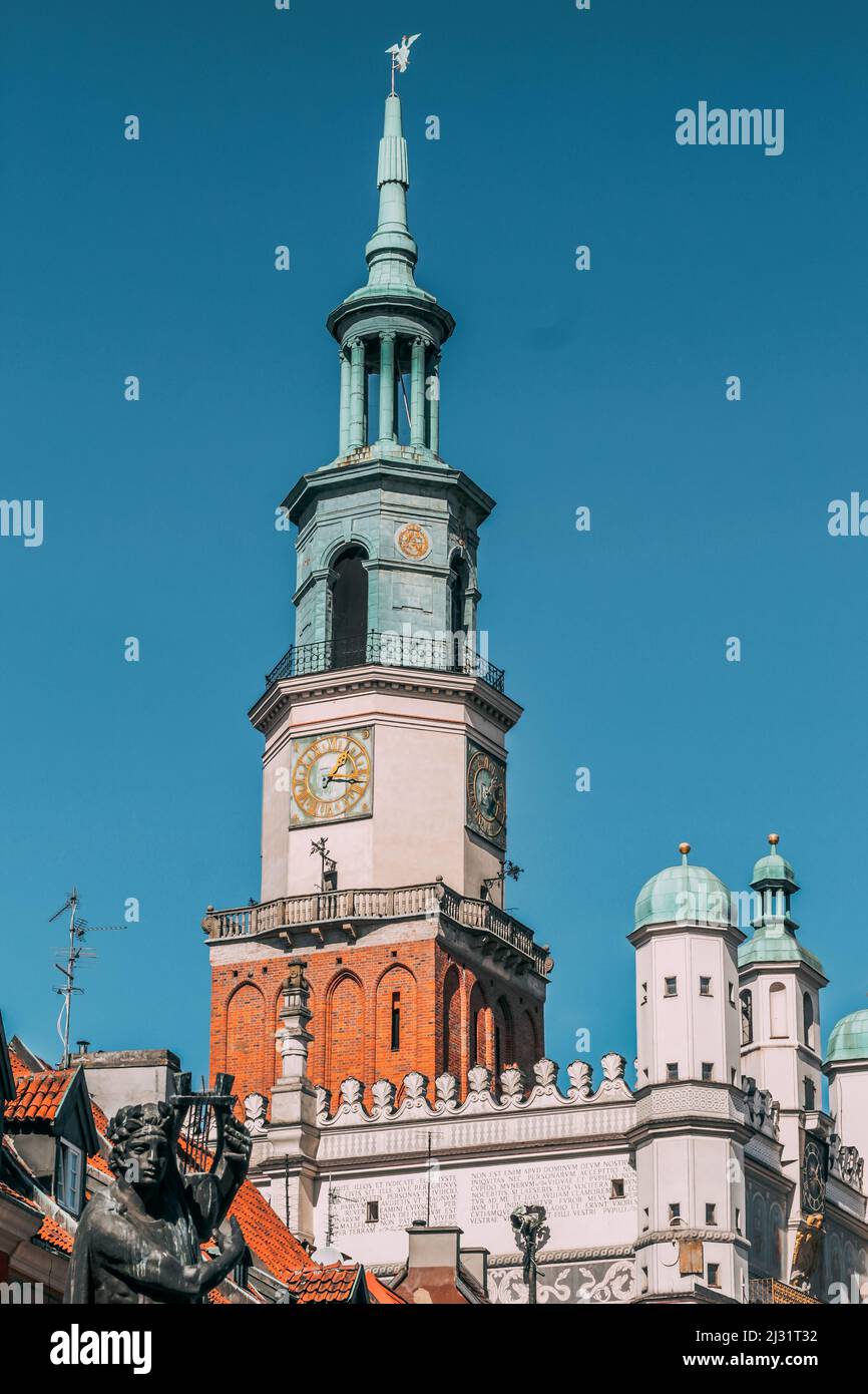 Street view, architectural building, status during Spring in Poznań ...