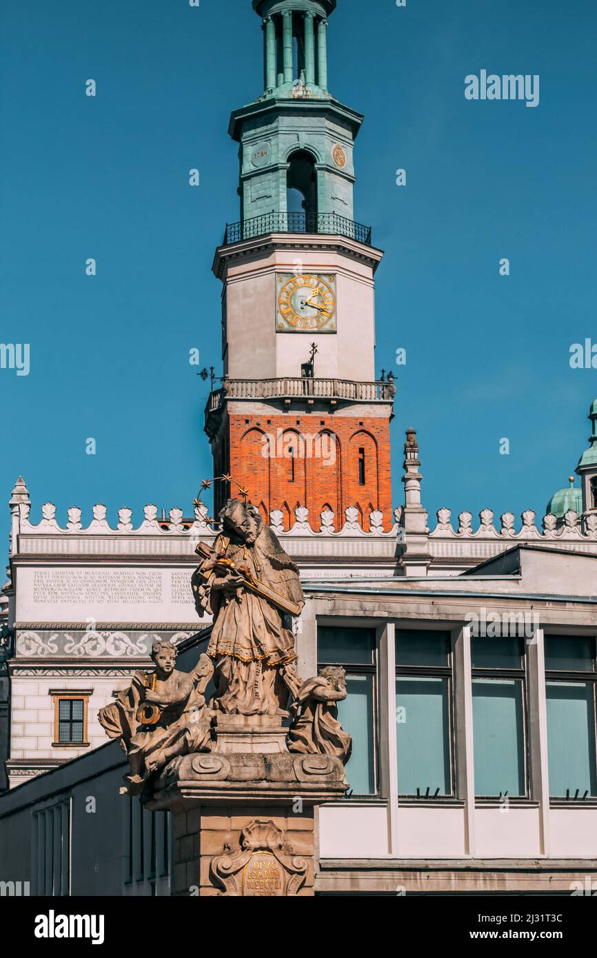 Street view, architectural building, status during Spring in Poznań ...