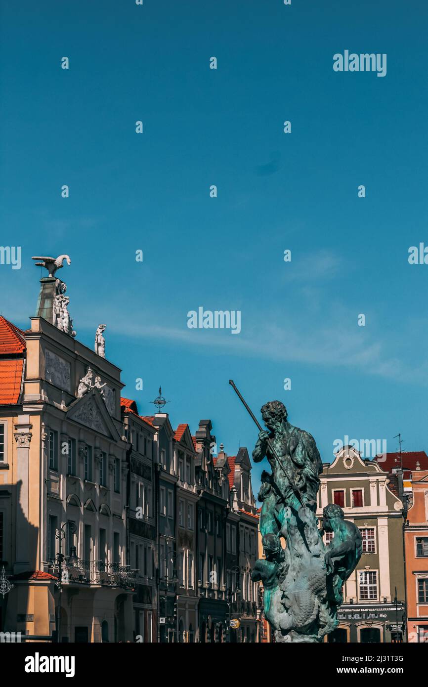 Street view, architectural building, status during Spring in Poznań ...