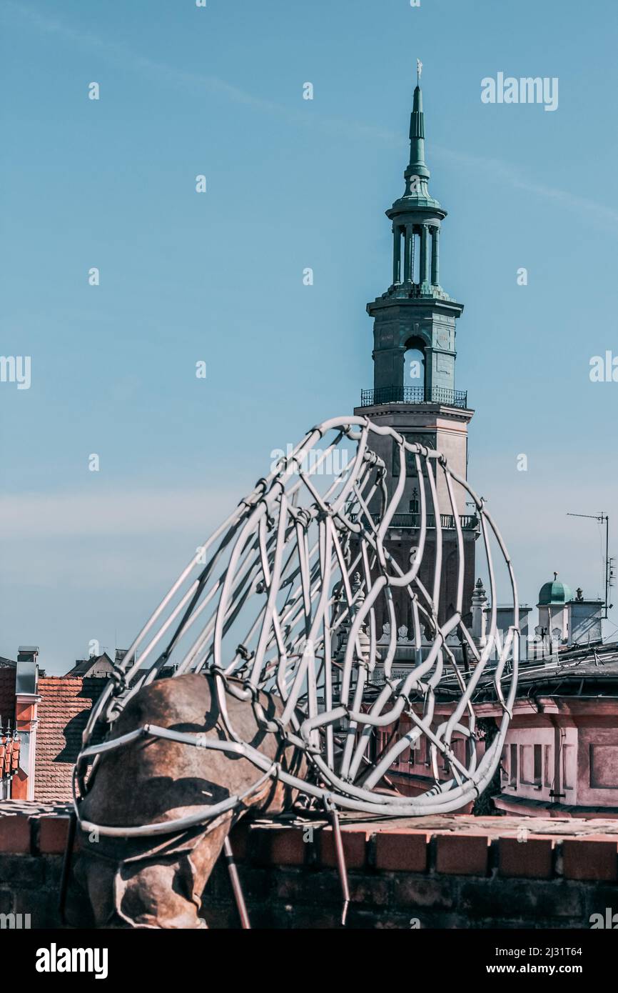 Street view, architectural building, status during Spring in Poznań ...
