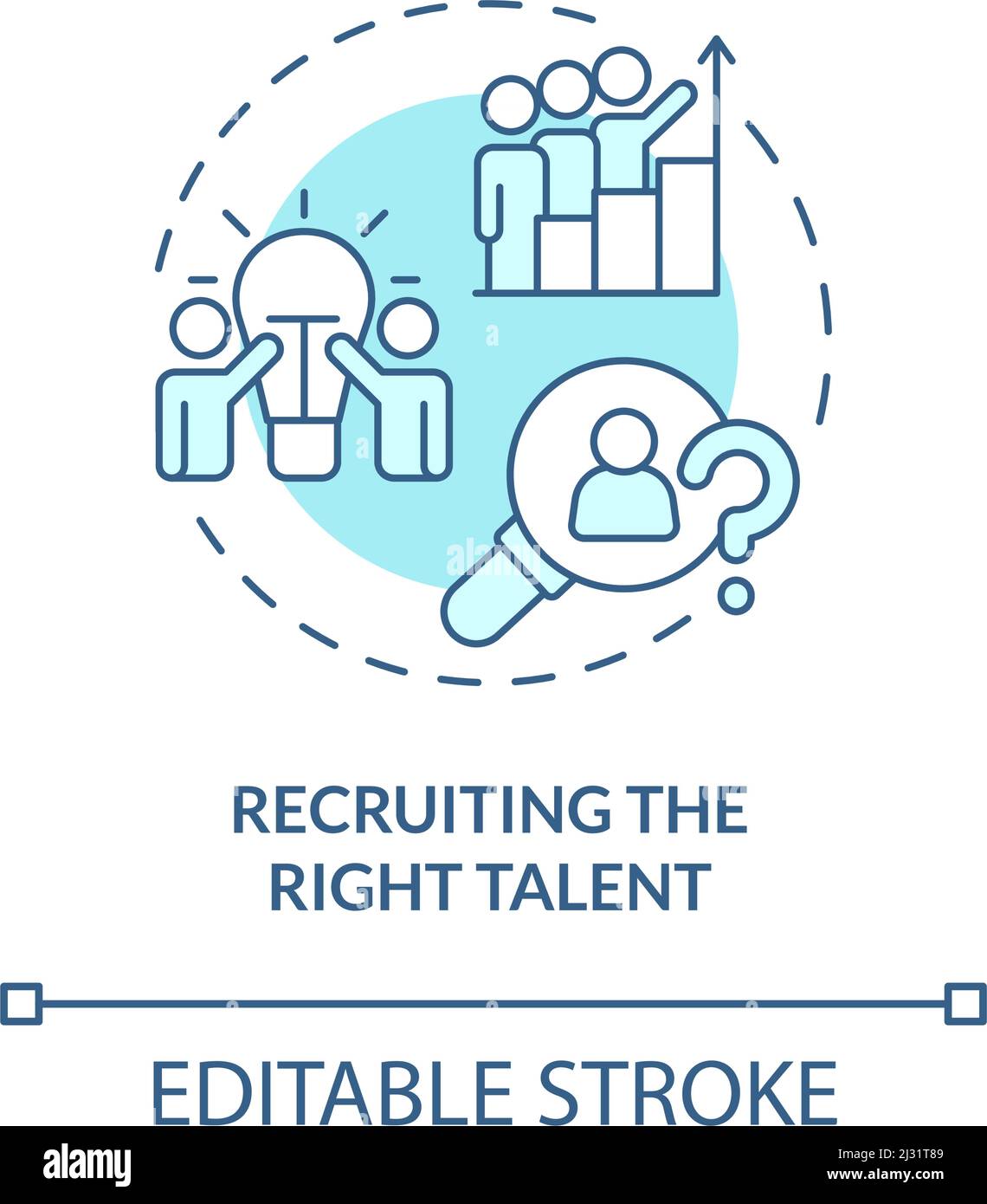 Recruiting right talent turquoise concept icon Stock Vector Image & Art ...