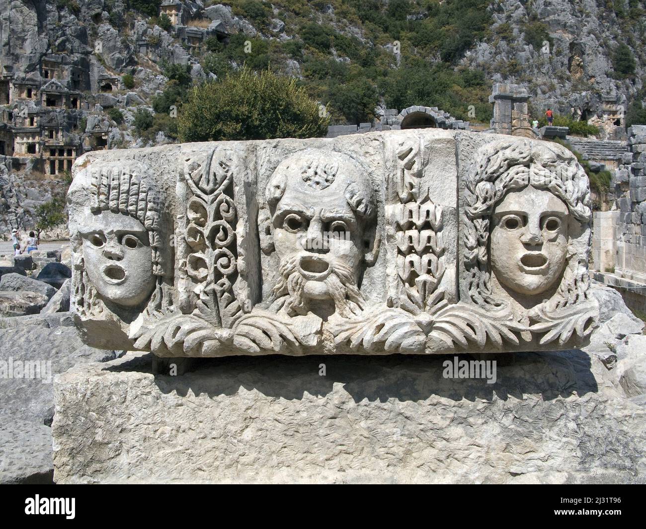Antiqe reliefs at the antiqe rock tombs of Myra, Demre, Anatolia ...
