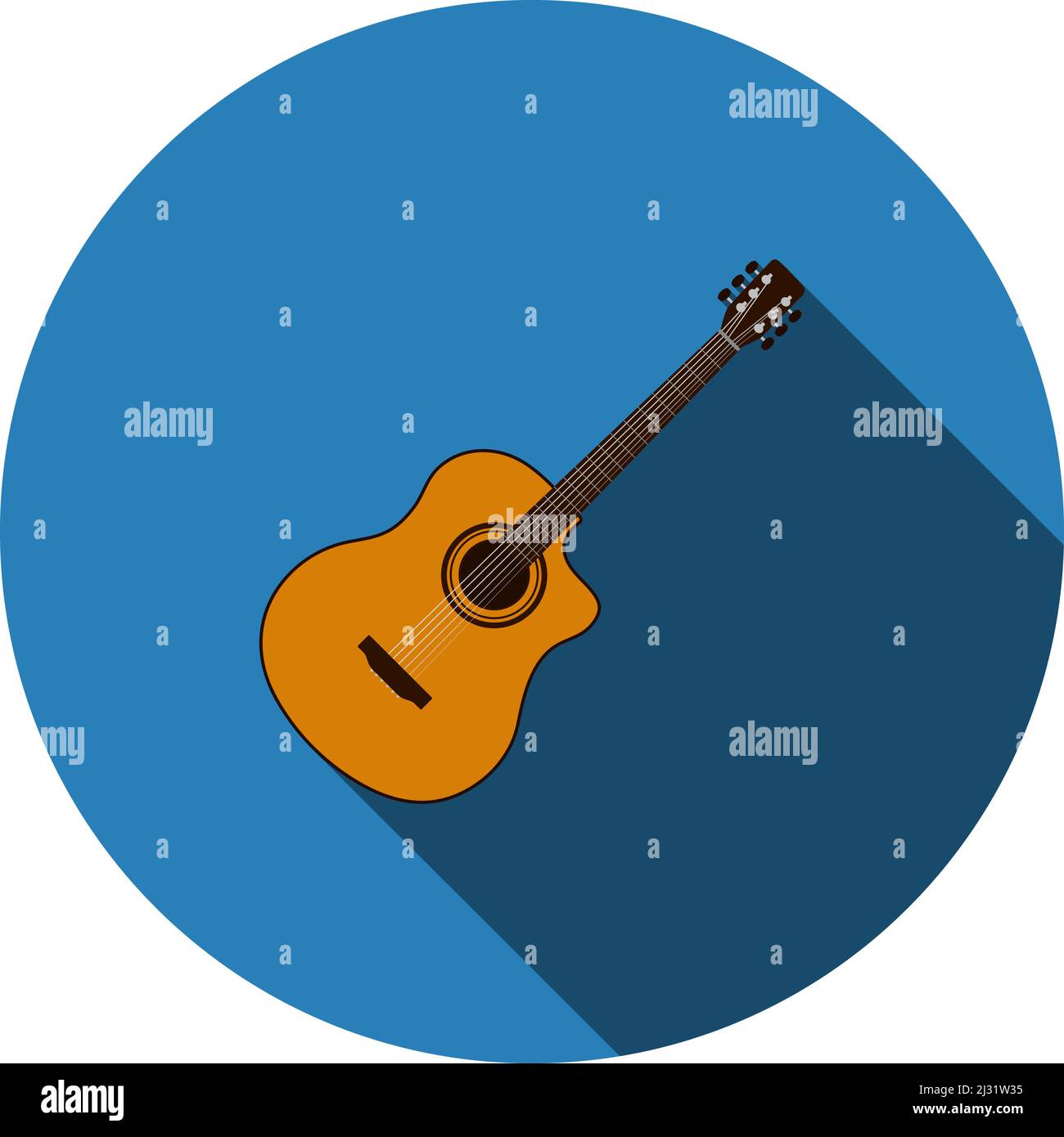 Acoustic Guitar Icon. Editable Bold Outline With Color Fill Design ...