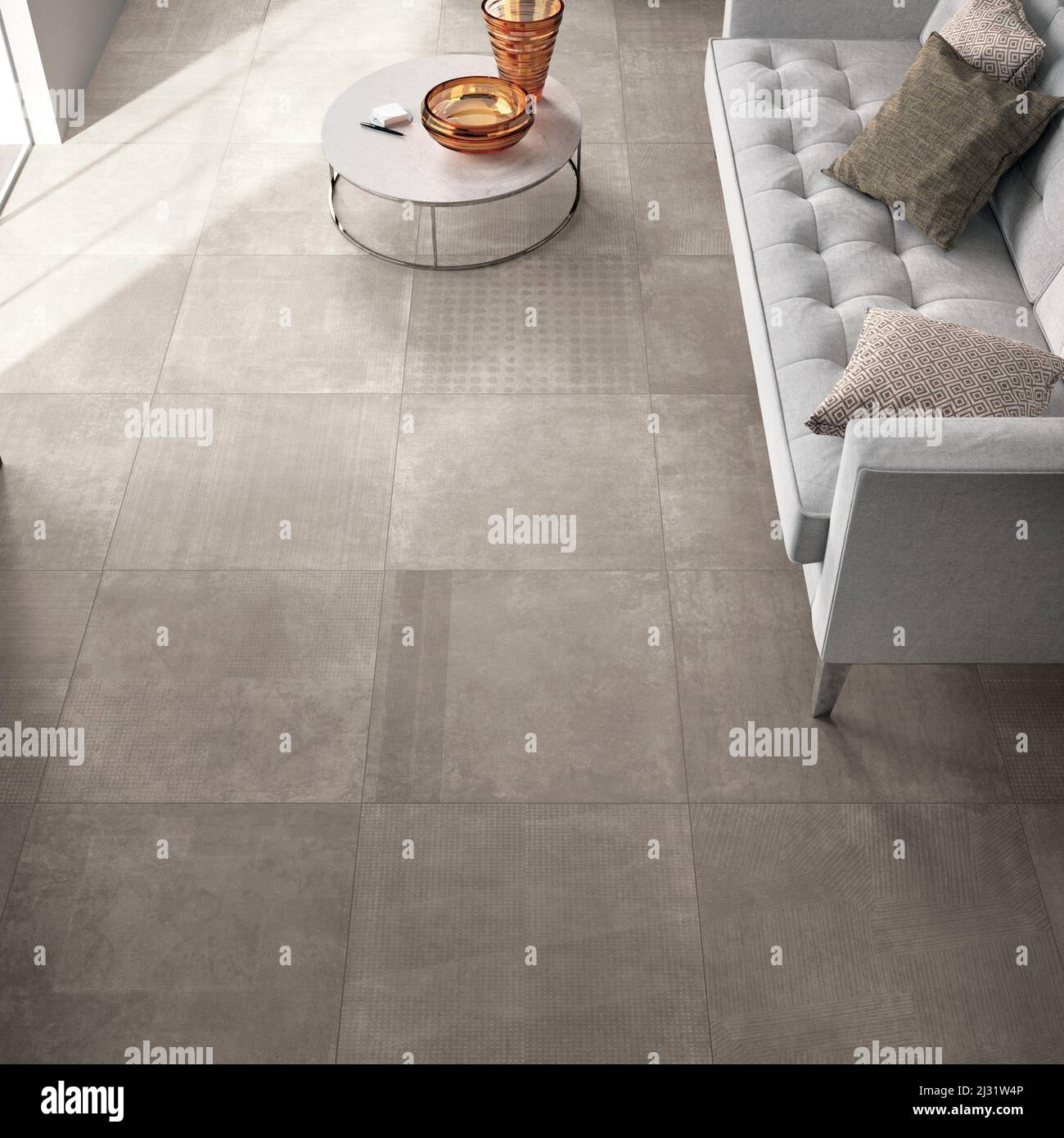 Modern interior design of room with elegant gray tiles, seamless ...