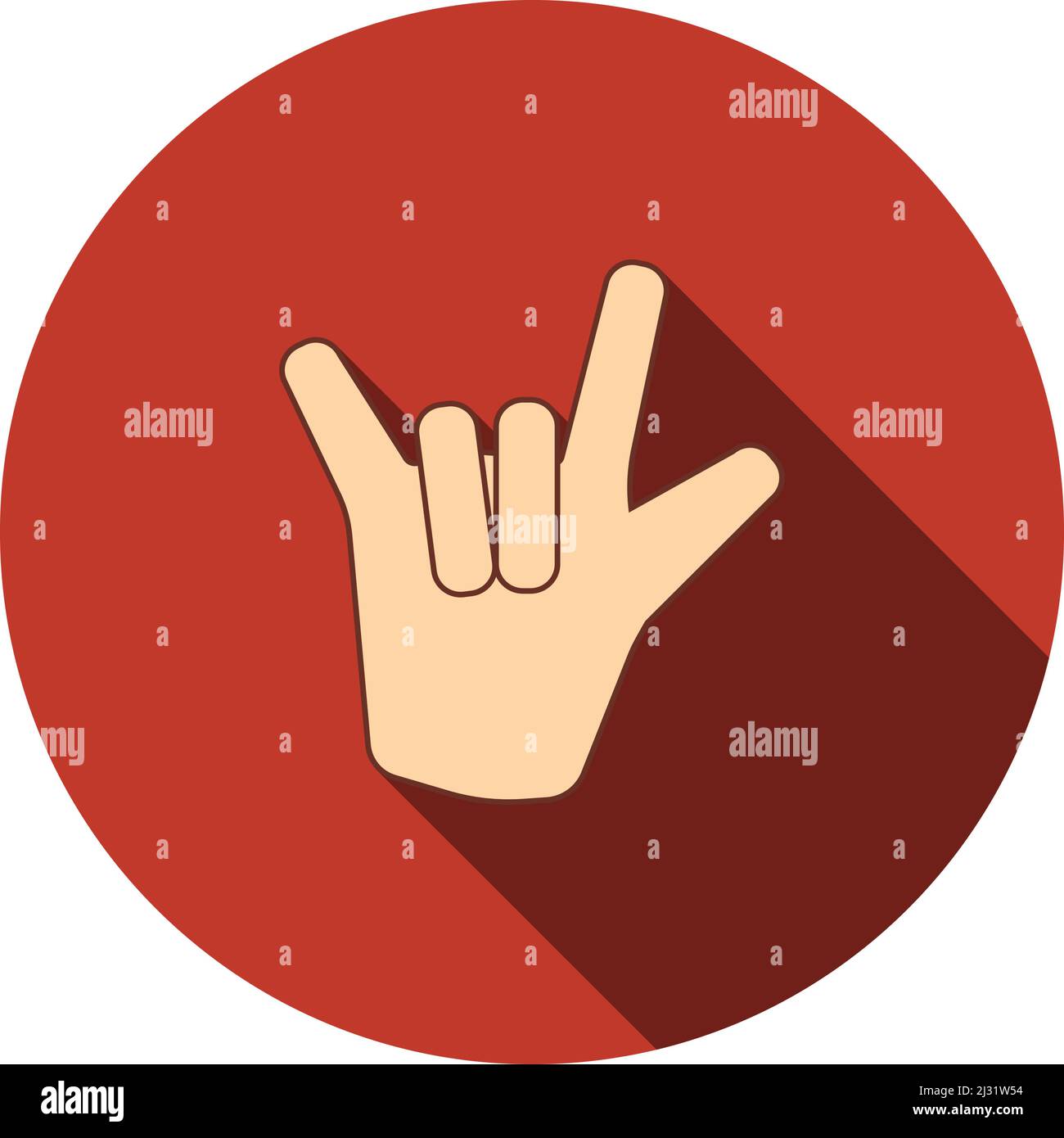 Rock Hand Icon. Editable Bold Outline With Color Fill Design. Vector ...