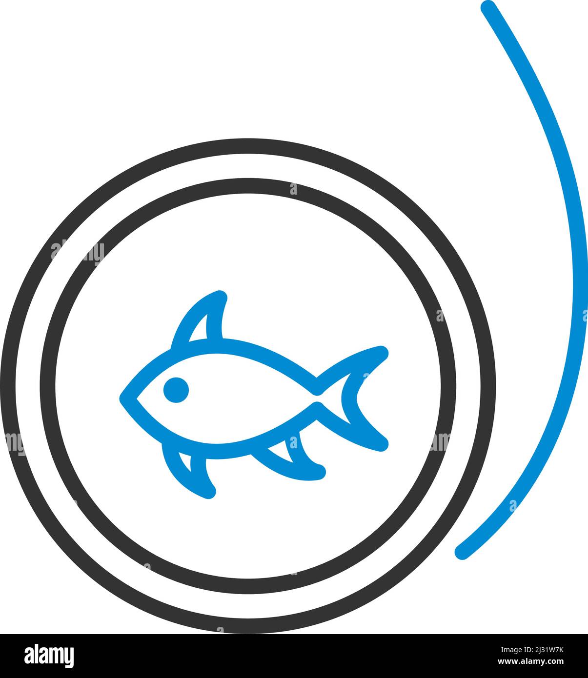 Icon Of Fishing Line. Editable Bold Outline With Color Fill Design ...