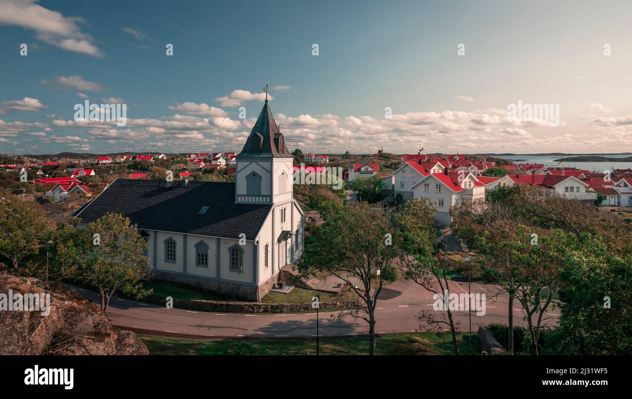 Village church of Mollösund on the archipelago island of Orust on the ...