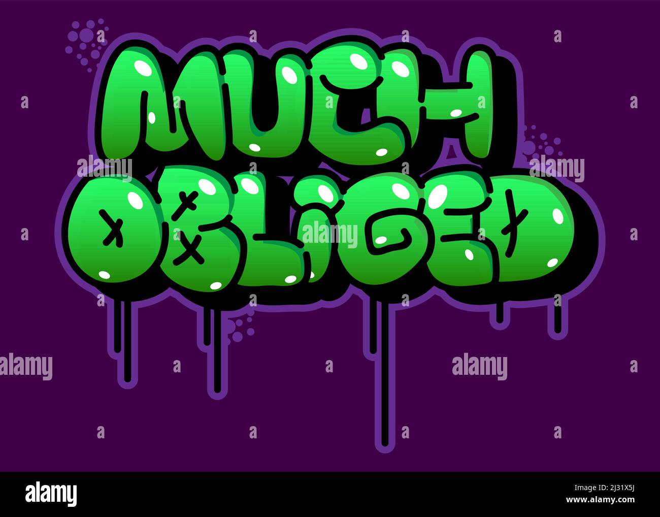 Much Obliged colored Graffiti tag. Abstract modern street art ...