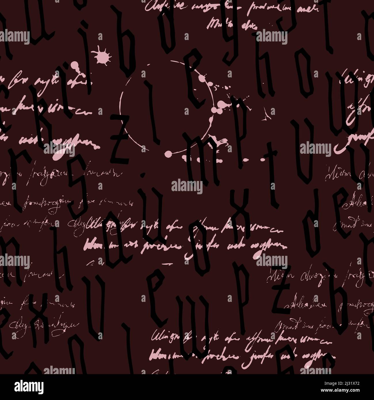 Pattern seamless Gothic style alphabet calligraphy, lettering ...