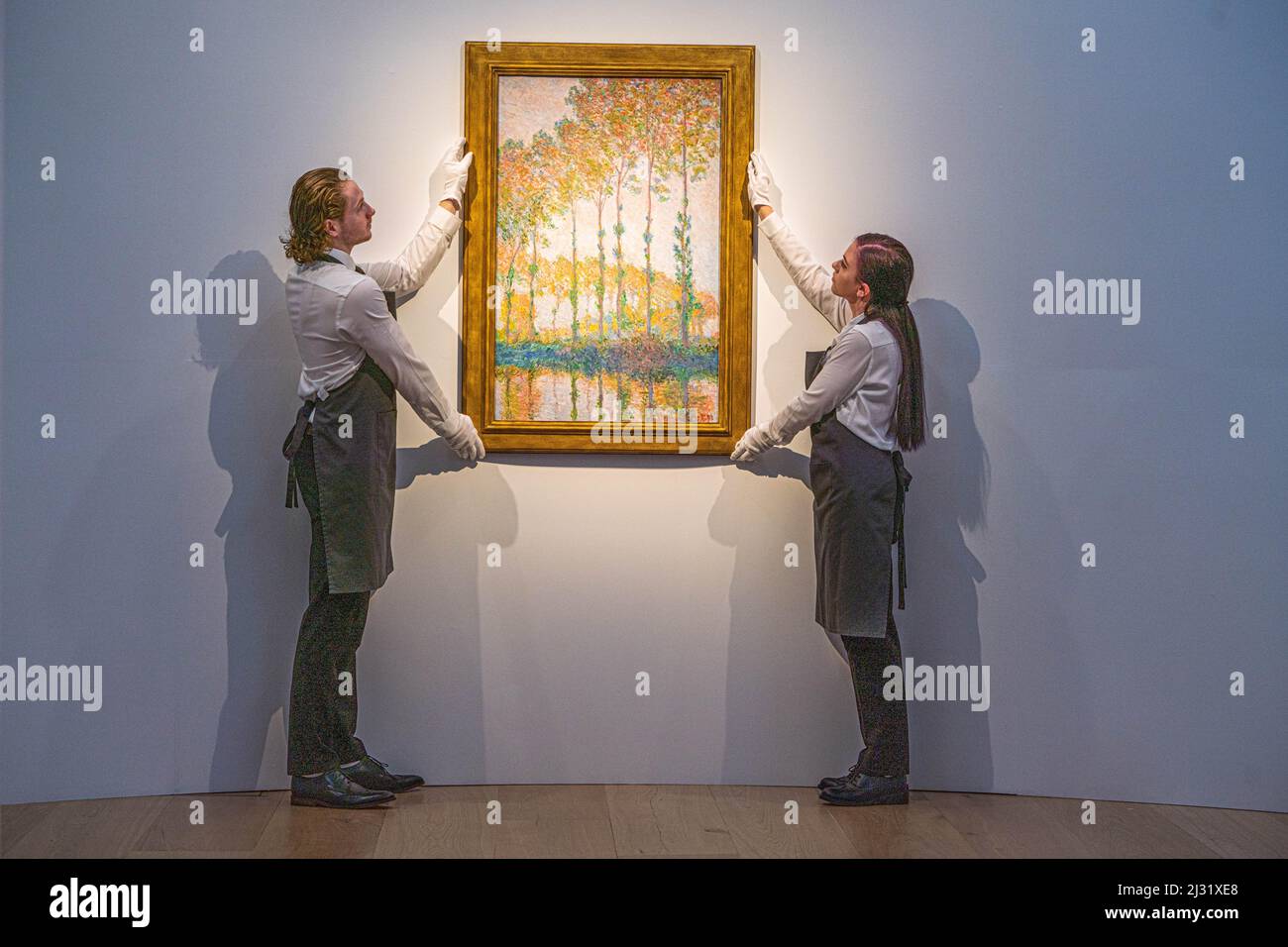LONDON, UK. 5 April, 2022 . Claude Monet (1840-1926) Peupliers au bord ...