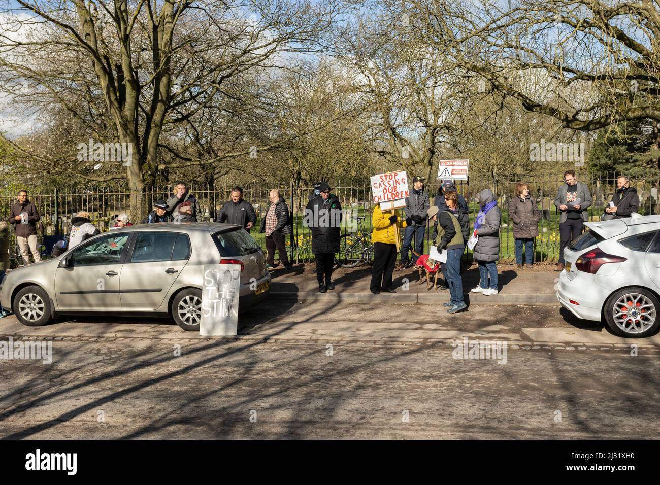 protesters demonstrating outside of walleys quarry waste landfill site ...