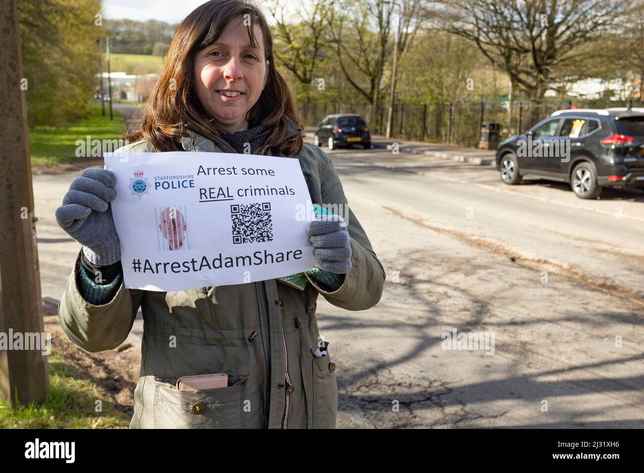 protesters demonstrating outside of walleys quarry waste landfill site ...