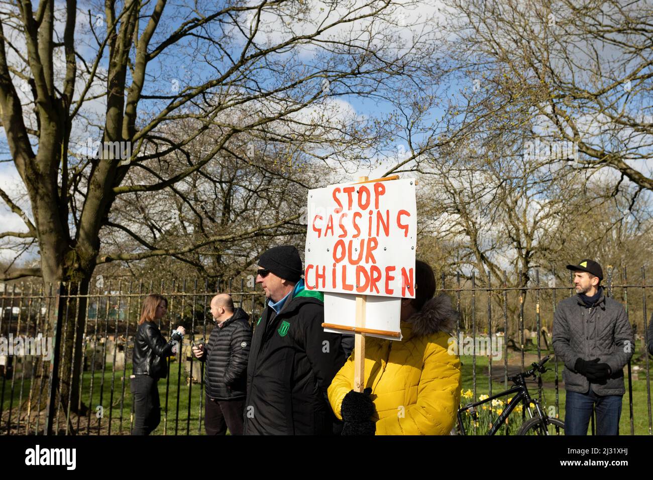 protesters demonstrating outside of walleys quarry waste landfill site ...