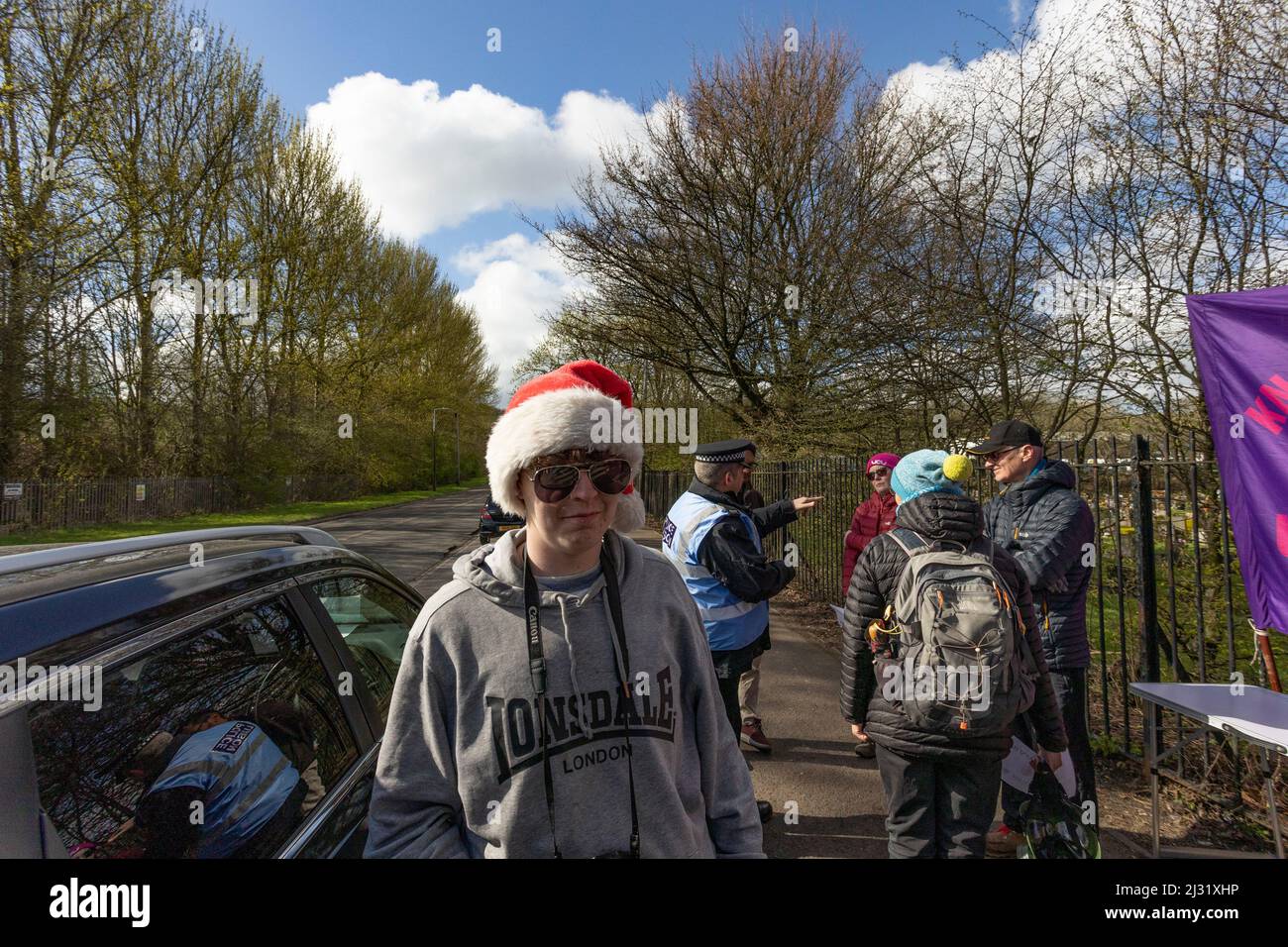 protesters demonstrating outside of walleys quarry waste landfill site ...