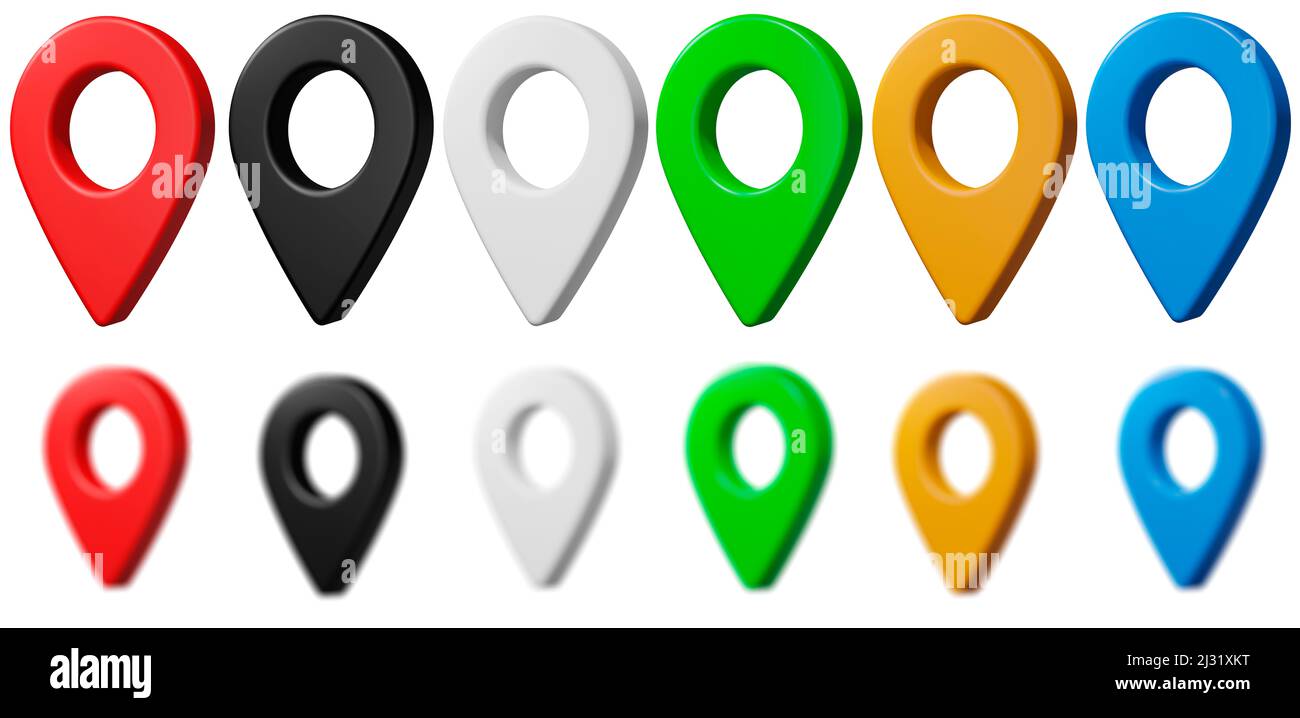 Colorful map location pinpointers set. 3D render Stock Photo - Alamy