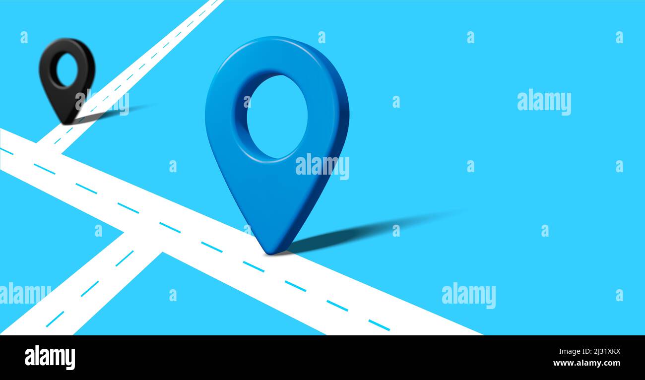 Map location pinpointer on road. 3D render Stock Photo - Alamy
