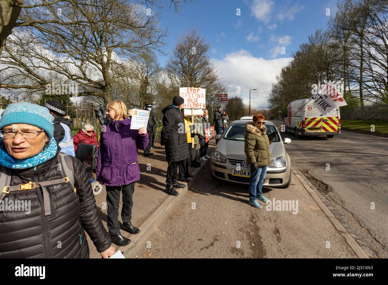 protesters demonstrating outside of walleys quarry waste landfill site ...