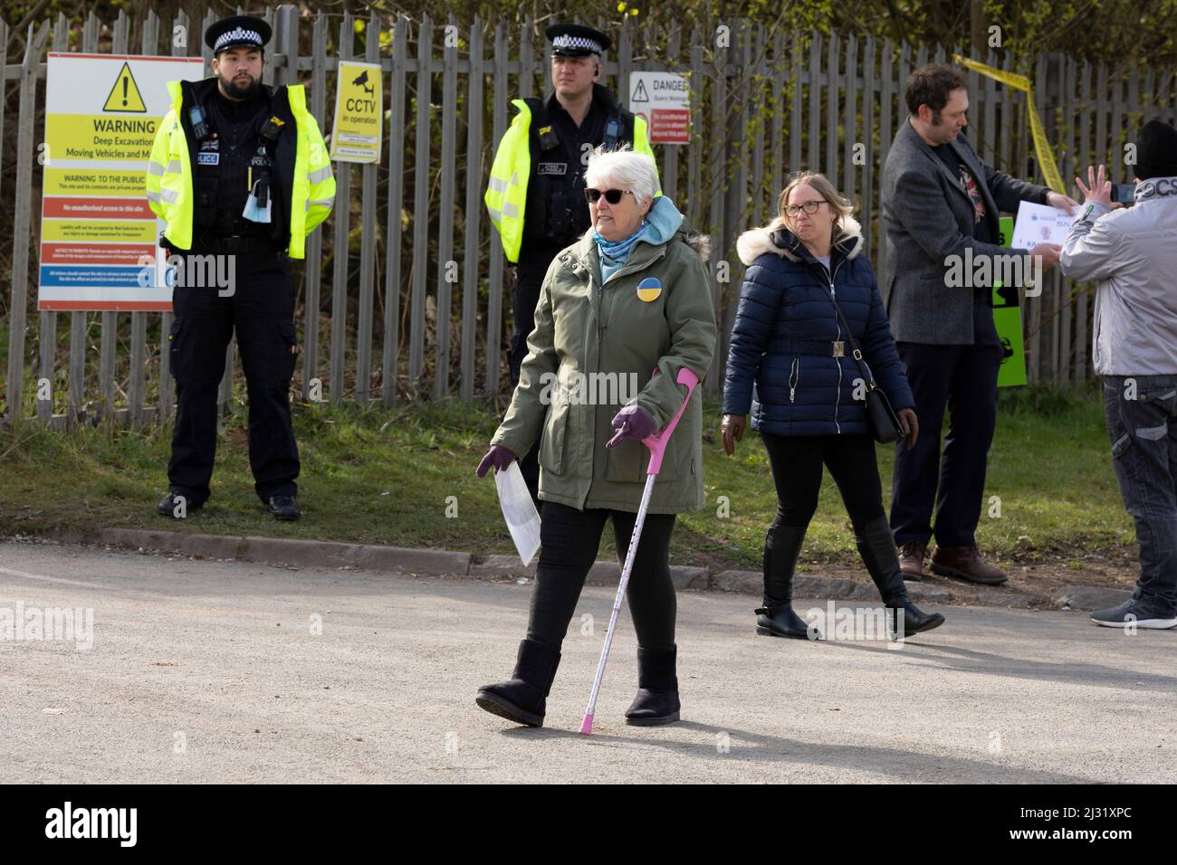 protesters demonstrating outside of walleys quarry waste landfill site ...