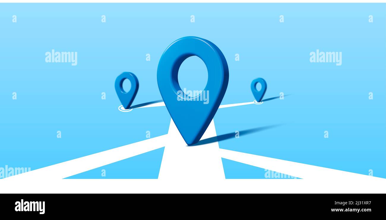 Map location pinpointer on road. 3D render Stock Photo - Alamy