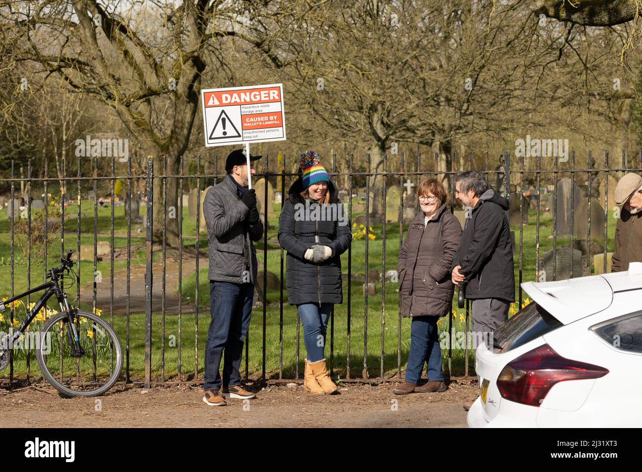protesters demonstrating outside of walleys quarry waste landfill site ...