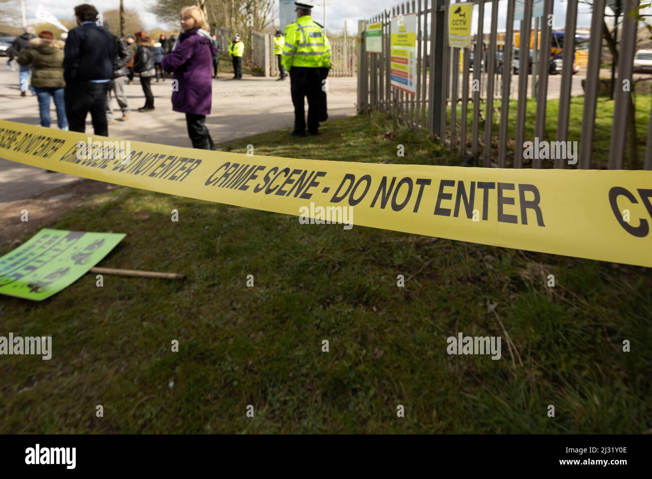 protesters demonstrating outside of walleys quarry waste landfill site ...