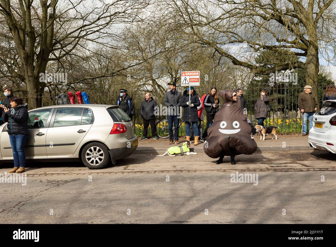 protesters demonstrating outside of walleys quarry waste landfill site ...