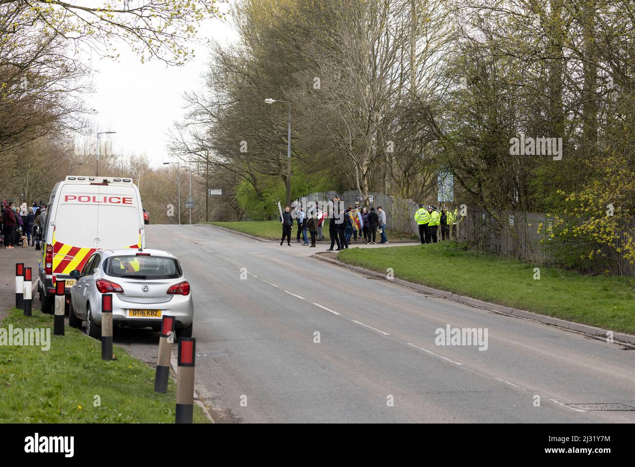 protesters demonstrating outside of walleys quarry waste landfill site ...